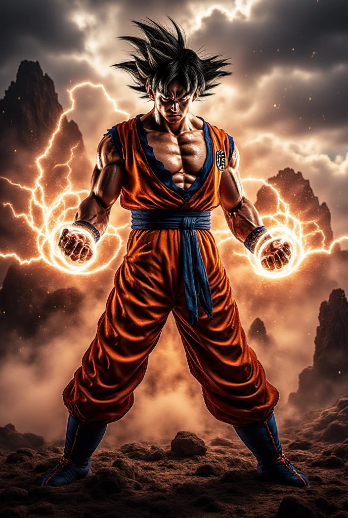 Masterpiece image, Realistic Image, Ultra realistic image of a son goku ...