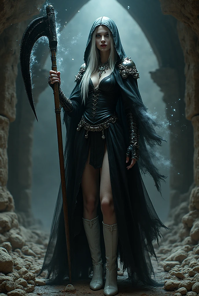 Necromancer ultra-realistic and epic woman, pale white skin, long ...