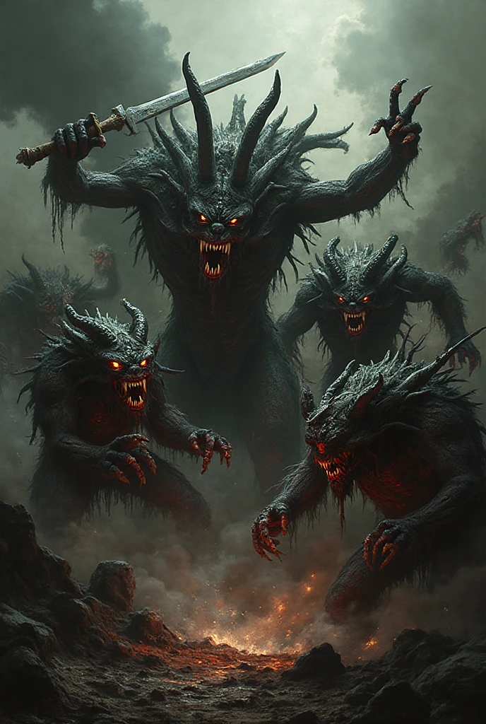 Armed and furious demons ready to kill and bloody. - SeaArt AI
