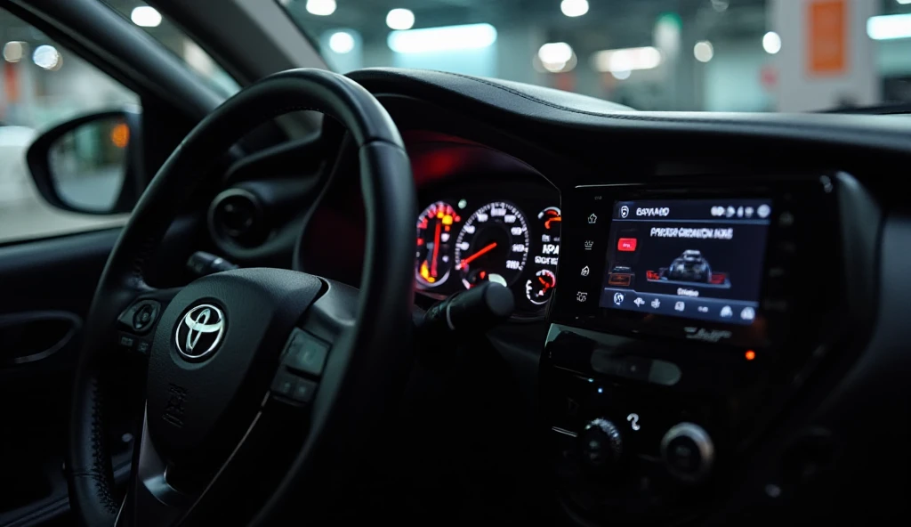 "Toyota Vios 2025 interior in showroom, dashboard close-up showing ...