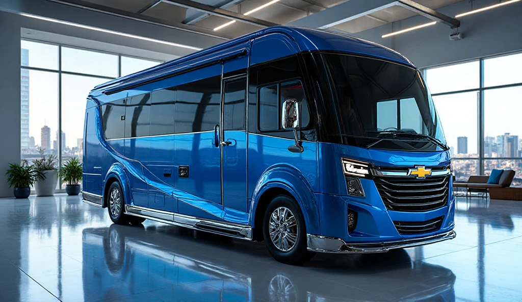 A full attractive HD picture of new 2026 Chevrolet motorhome blue ...