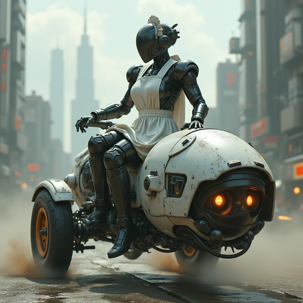 SF、Articulated Chariot、Battle Cyborg in Maid Clothes - SeaArt AI