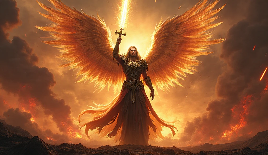 Angel of the Burning Horizon A warrior angel with bronze armor and ...