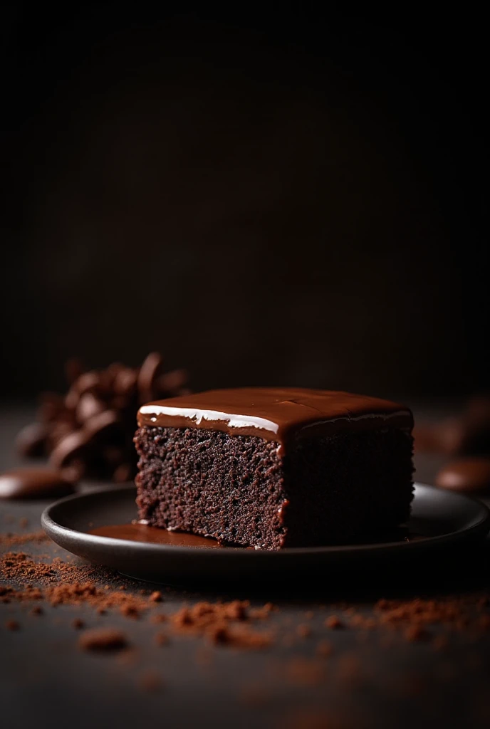 Cinematic chocolate scene, chocolate cake, dark background, high ...