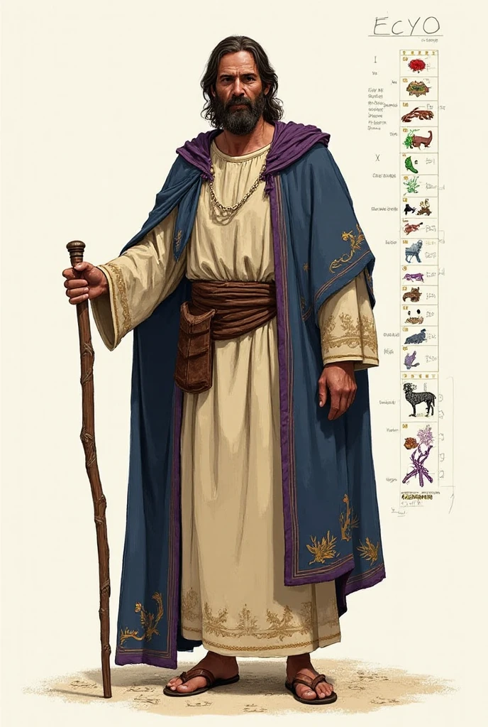 Artistic sketch of Moses's theatrical costume, inspired by the book of ...