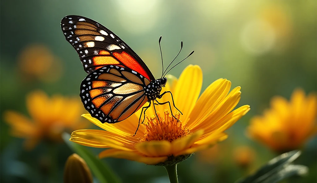 A beautiful butterfly sitting on the yellow flower Hara flower koi bhi ...