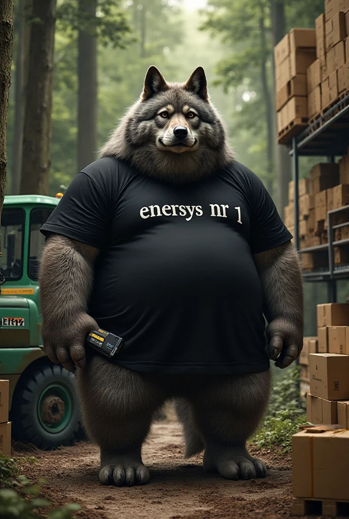 Realistic overweight masculine wolf crouching in the forest, masculine ...