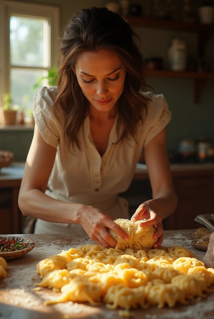 Angielina Jolie preparing tortelli - SeaArt AI