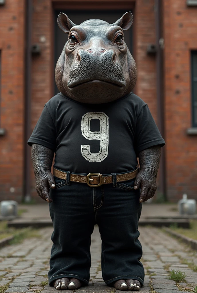 Dear artificial intelligence, generate me a hippopotamus who stands in ...