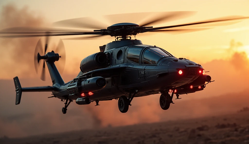 Ultra-detailed cinematic shot of the futuristic KA-57 attack helicopter ...