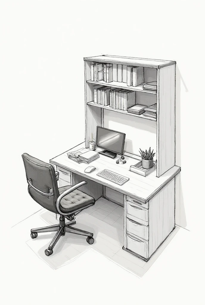 Create a sketch of a workstation for Industrial Design students - SeaArt AI