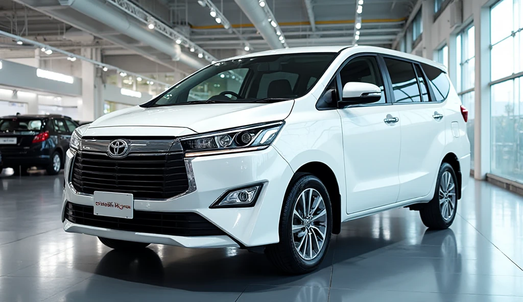 A photo of a( side) view of a polished( shiny white Colour( 2025 Toyota ...