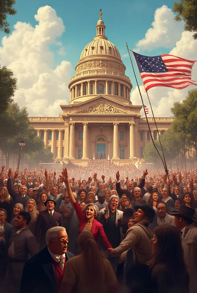 7. California Becomes a State “1850 celebration scene, American flag ...
