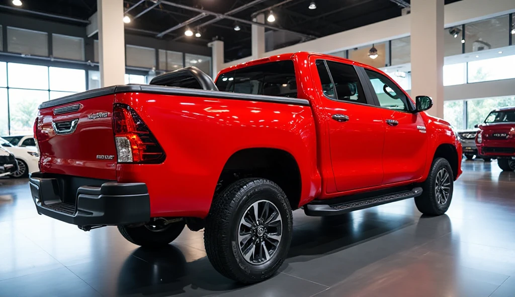 2026 Toyota Hilux pickup truck, bright red color, ultra HD, polished ...