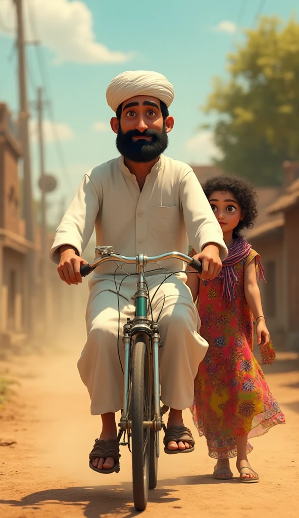 "3D realistic animation style, a traditional Pathan man with beard ...