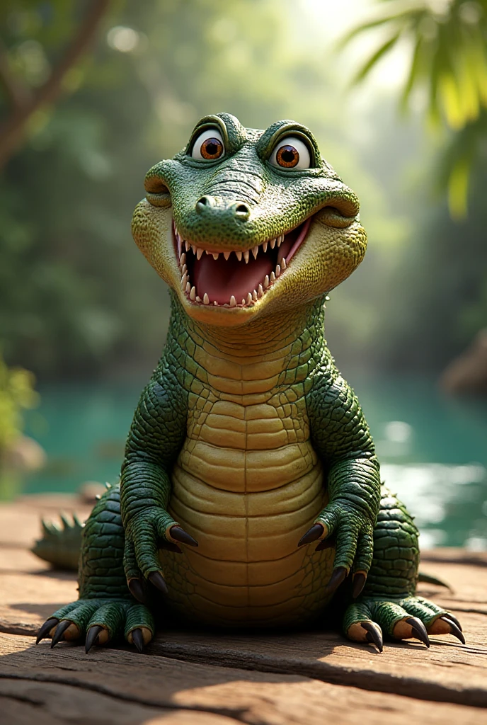 A smiling alligator playing deck - SeaArt AI