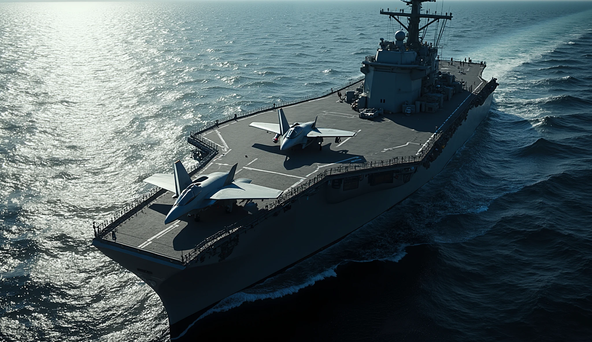 Close FRONT VIEW image of American Warship Captured from satellite View ...