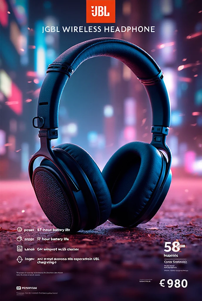 An advertisement for JBL WIRELESS headphones ATTRACTIVE BACKGROUND ...