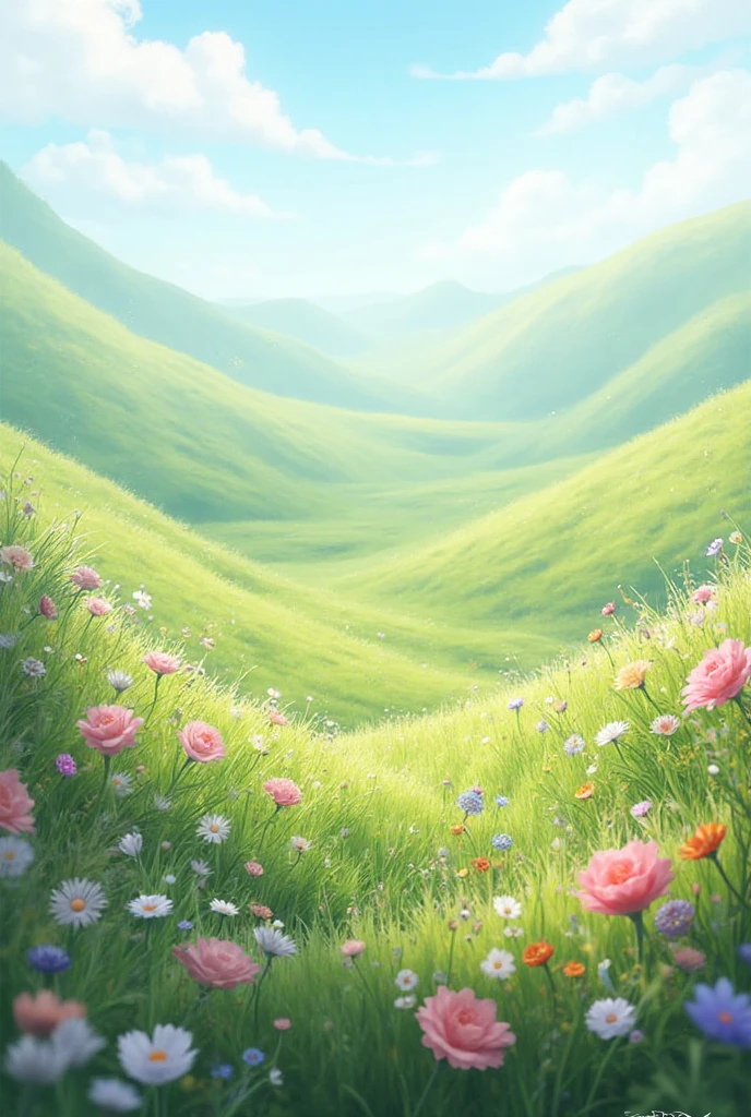 Create a landscape with little flowers - SeaArt AI