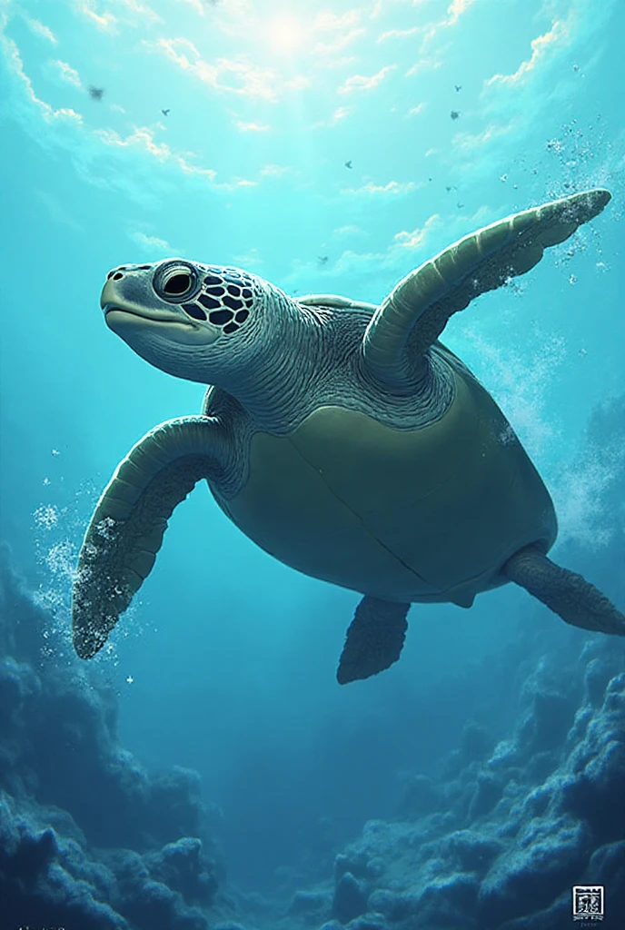 Live-action、 Sea view、melew、One big sea turtle、Dynamic - SeaArt AI