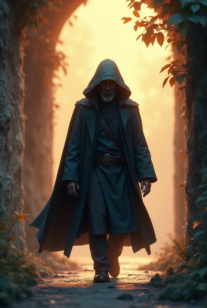 A mysterious man approaches slowly. The atmosphere feels calm and warm ...