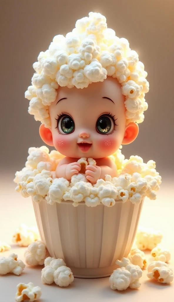 Popcorn Baby "3D Disney style cute baby made from fluffy white popcorn ...
