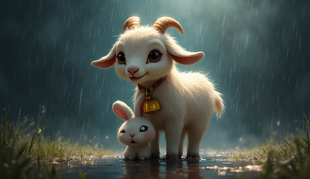 Chhutki, the small goat with white-brown fur, floppy ears, sparkling ...