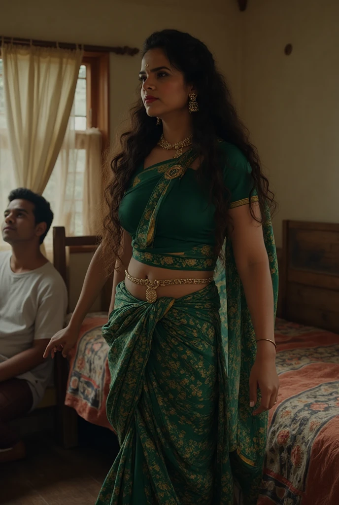 Beautiful 30 year old sexy fat South Indian woman in a green blouse and ...