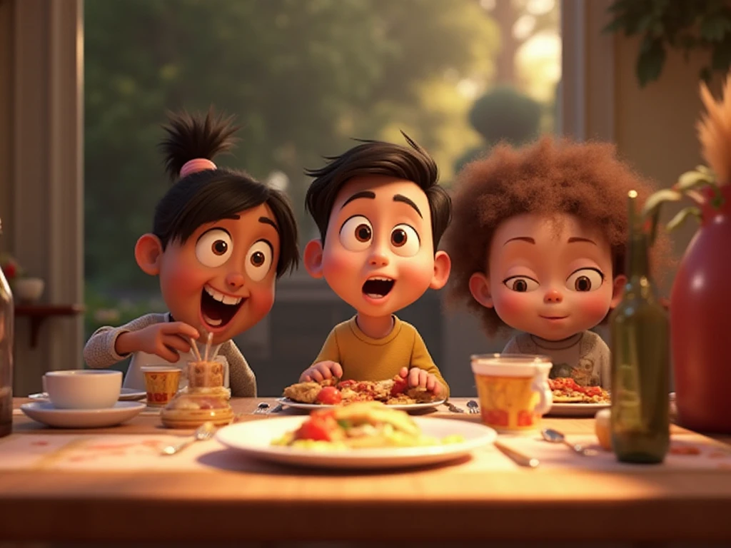 A short animated scene in a Pixar/Disney-inspired 3D style, featuring ...