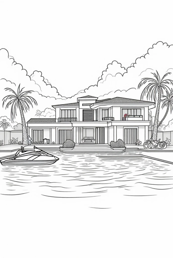 Coloring Page (simple mansion (just in front of the gated house with ...