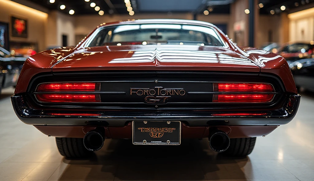 Back view of painted with Meroon colour rules Ford Torino GT 1970 in ...