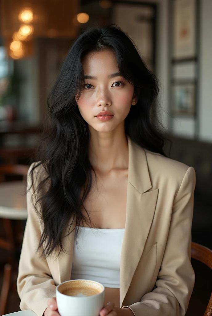 A hyperrealistic photo of a tall slim female fashion model, 25 years ...
