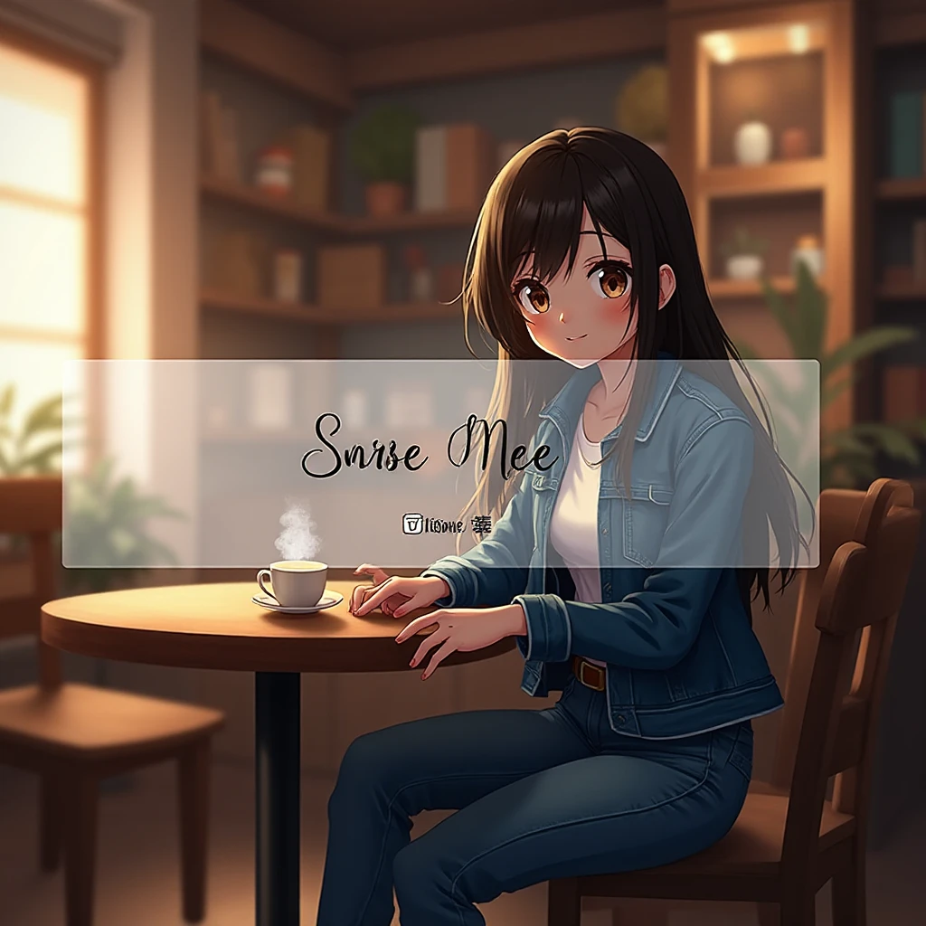 YouTube banner art, anime style, featuring a cozy cafe interior with ...