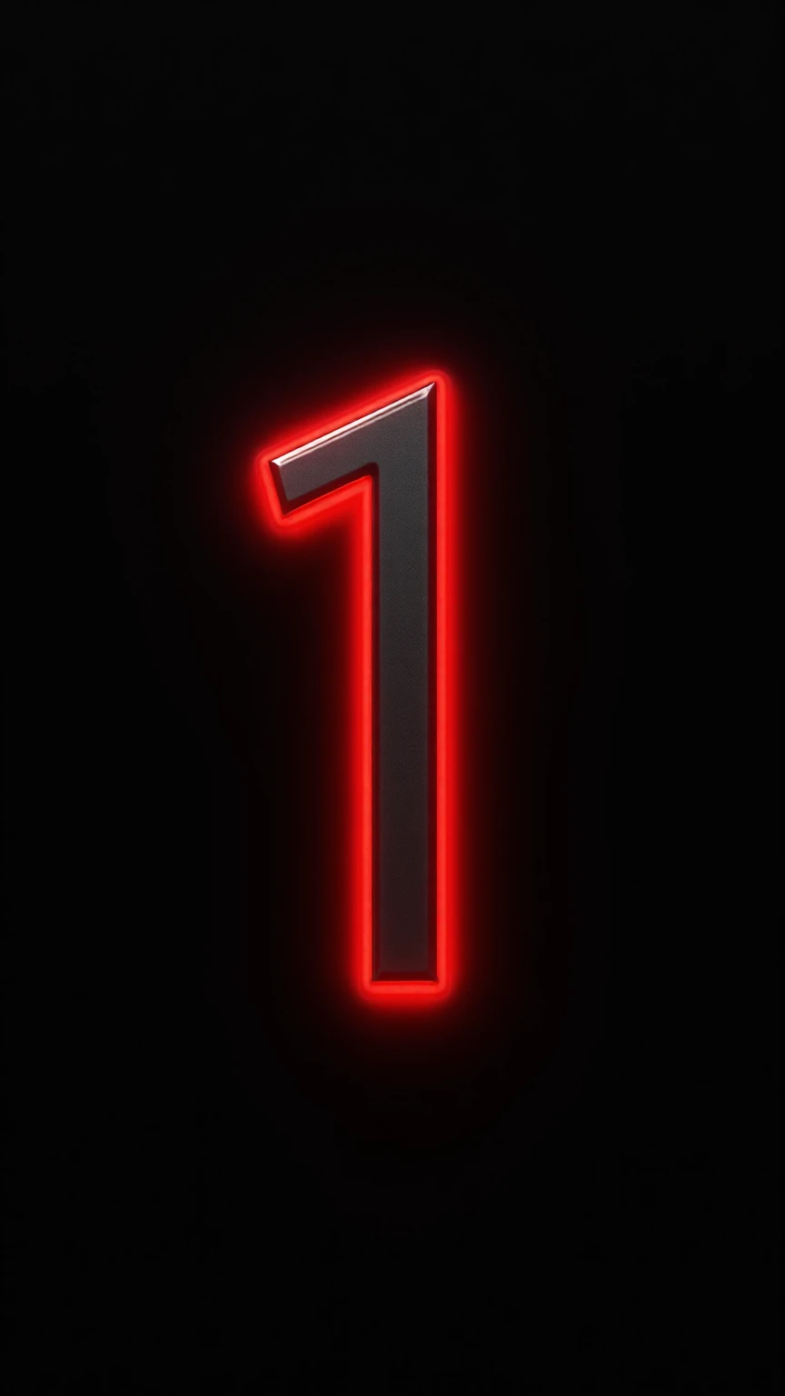 Bold 3D number 1 on a pure black background. The number is large ...