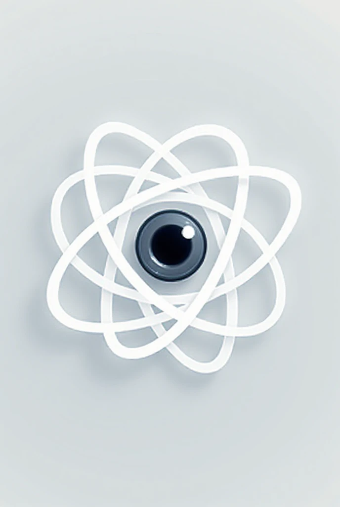 Minimalist logo of an atom with a non-circular, elongated or almond ...