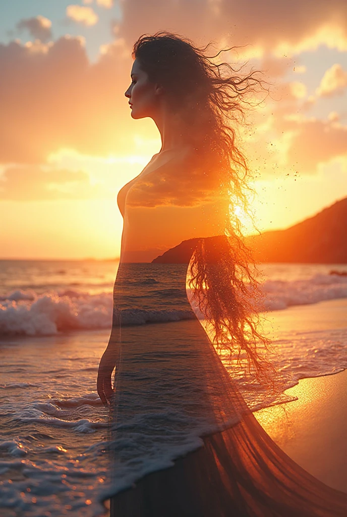 High quality, 8K ultra HD, A beautiful double exposure that combines a goddess s - SeaArt AI