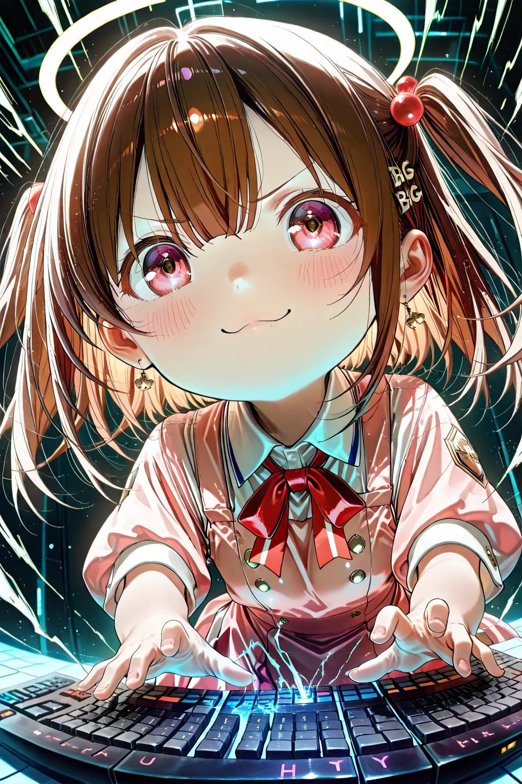 (((cuteJapanese Deformed Animeの小さな女の子, cute, Operating a keyboard ...