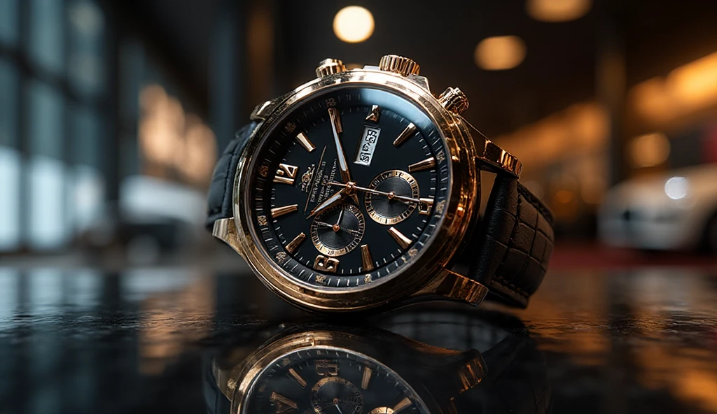 A high-quality realistic product photo of a [ VOSKOT ]. The watch has a ...