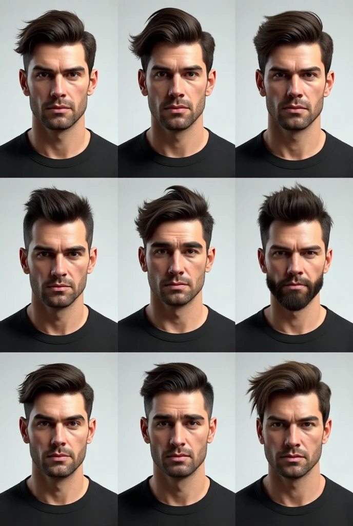 Generate realistic avatars of this man with different hairstyles in a ...