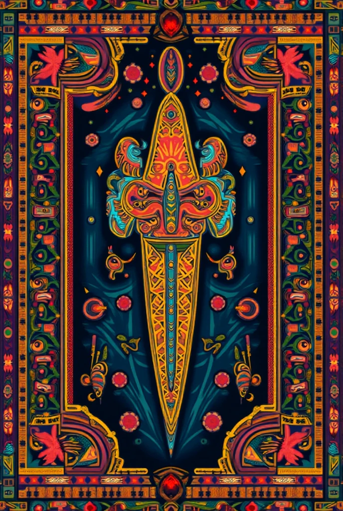 In the background I want an Inca fabric design, with an image in the ...