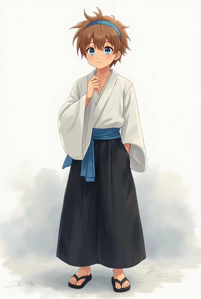 Estilo anime, Brown-skinned boy with brown hair, calm and tranquil blue ...