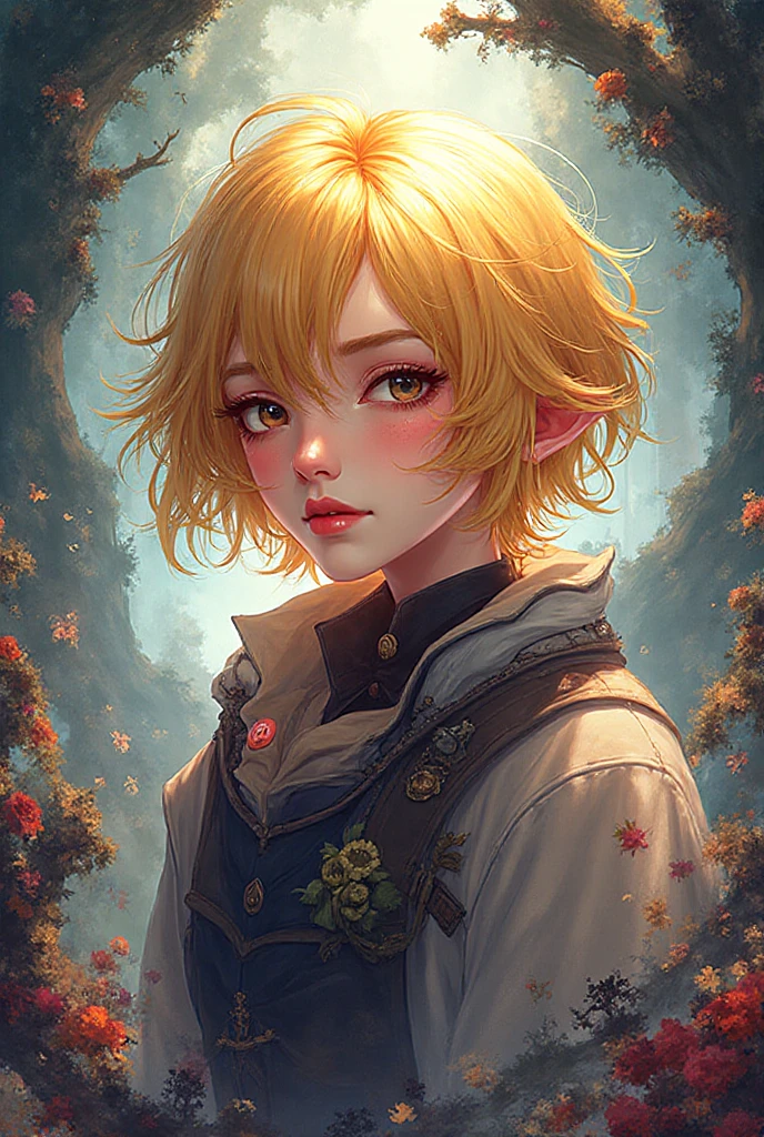 Short hair blond make the illustration not real person - SeaArt AI