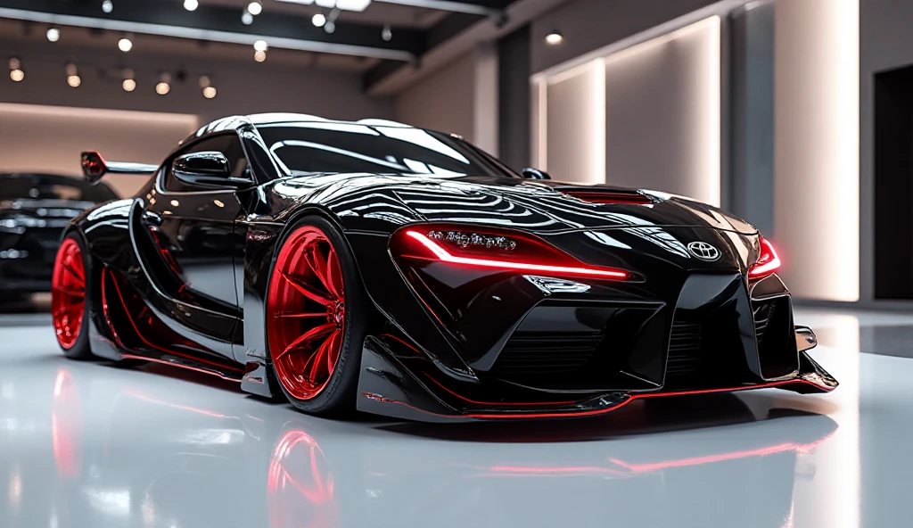 A hyper-realistic render of a modified Toyota sports car in glossy ...