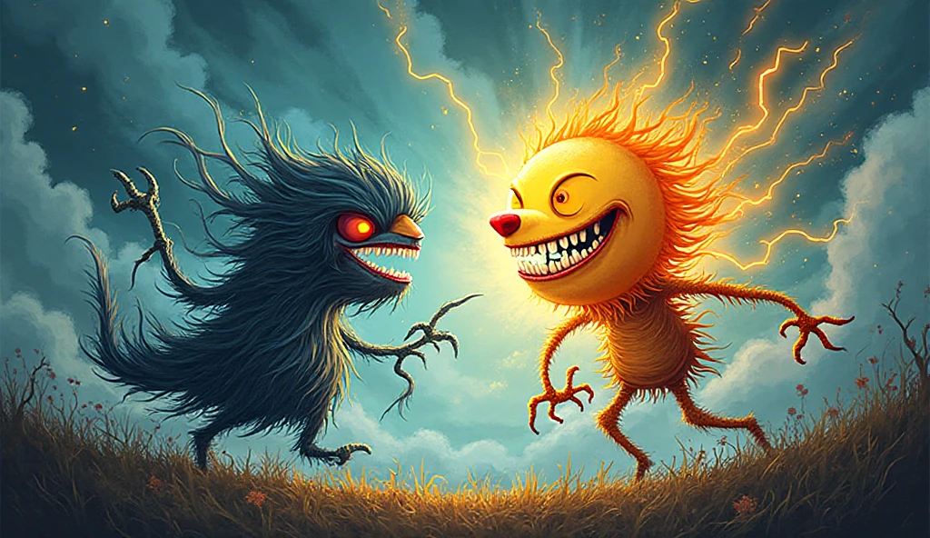 North wind and sun Cartoons Scary - SeaArt AI
