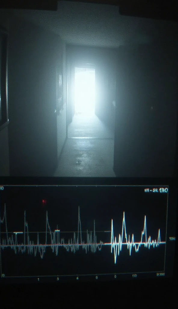 A security camera view shows a burst of bright light emanating from a ...