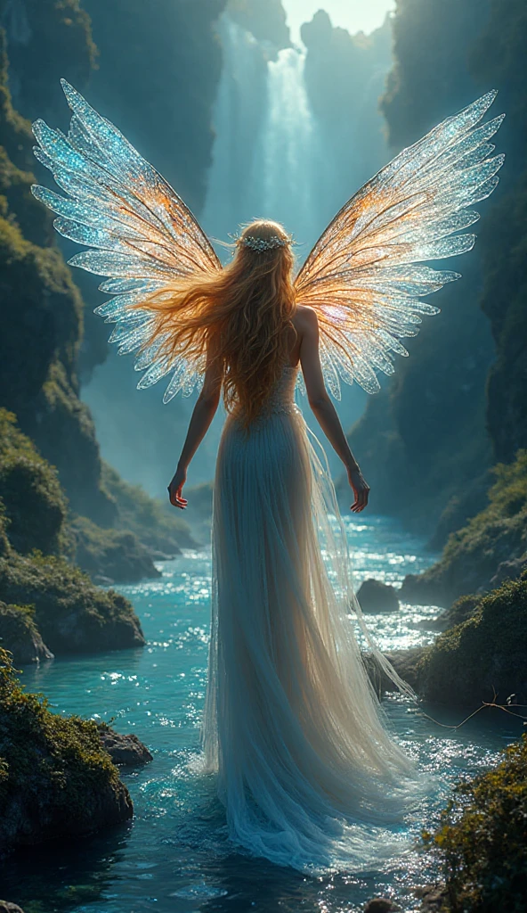 Cinematic 8K fantasy masterpiece of a majestic fairy goddess with ...