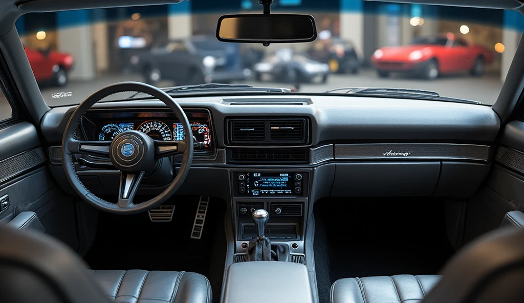 A centered view Highly detailed and realistic interior of 1978 concept ...