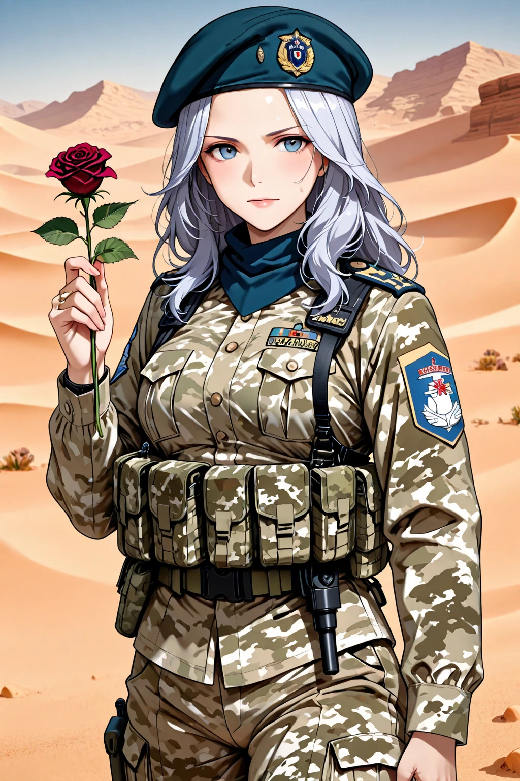 A photograph of a ???? female officer from a foreign unit with a troop ...