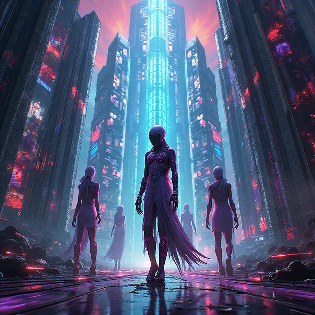I will create detailed art of sci fi cyberpunk psychedelic artwork ...