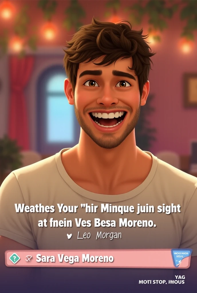 I want this image to move and say hi Sara Vega Moreno I'm Leo Morgan ...